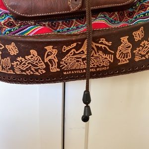 handmade in Peru | Bags | Peruvian Fabric And Leather Bottom Backpack ...